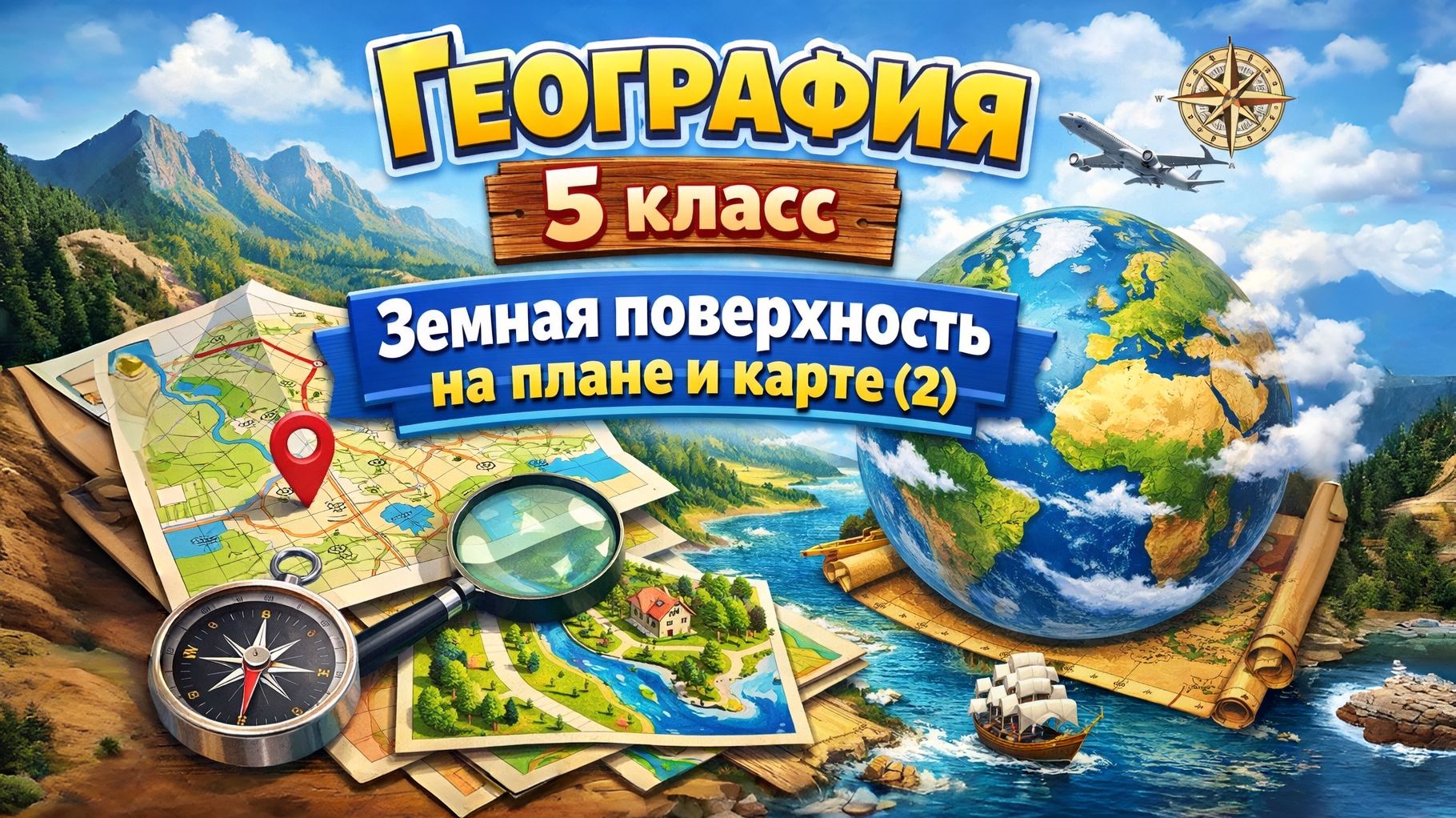 $14 "Земная поверхность на плане и карте"(2), География 5-6 классы, Полярная звезда