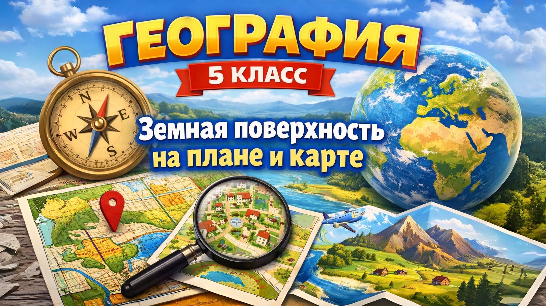 $13 "Земная поверхность на плане и карте"(1), География 5-6 классы, Полярная звезда