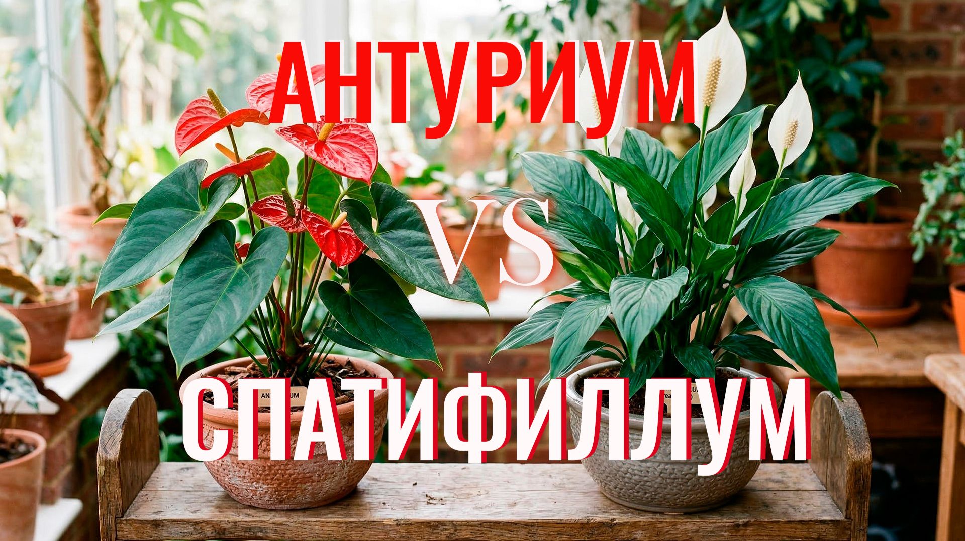 123. Спатифиллум и антуриум. Сравним растения между собой. В чем их различия?