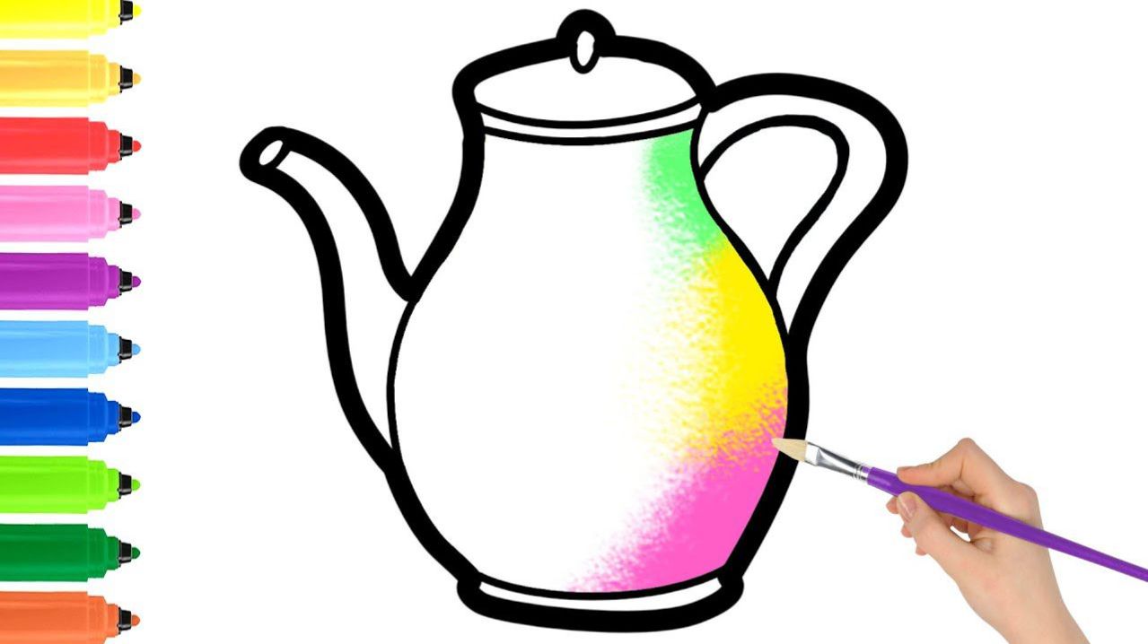 Мультик для детей-Как нарисовать ЧАЙНИК для детей/Рисование ЧАЙНИК для детей