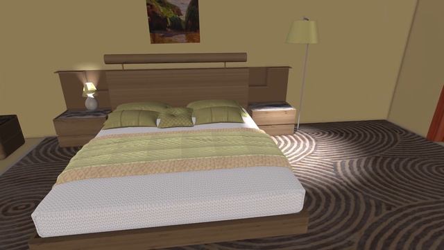 Спальный гарнитур в минималистском стиле- 3Д модель