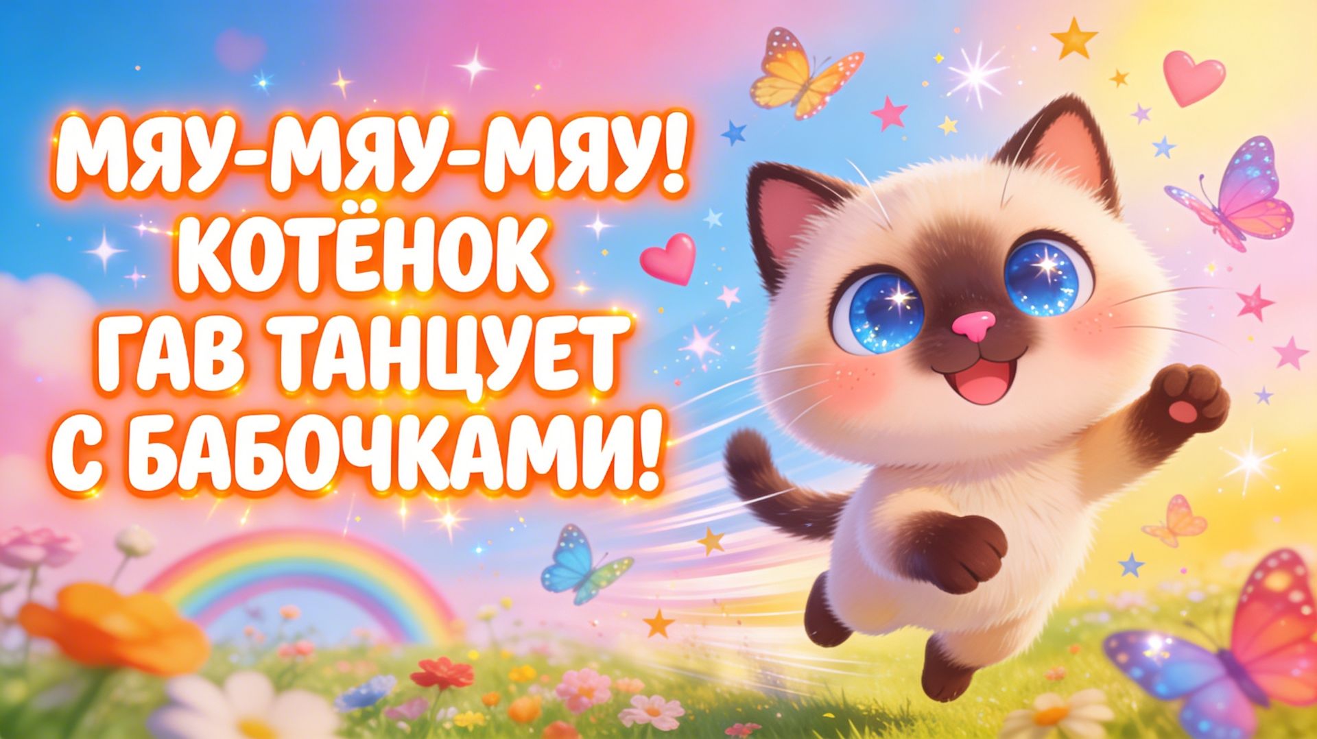 Мяу-мяу-мяу! Котёнок Гав танцует с бабочками! Песенка для малышей 🐱🦋