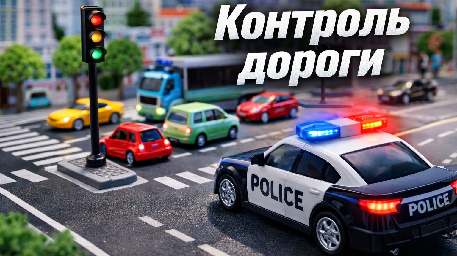 🚓 Полицейский патруль в игрушечном городе! 🚗 Машинки на трассе под контролем | Мультик для детей