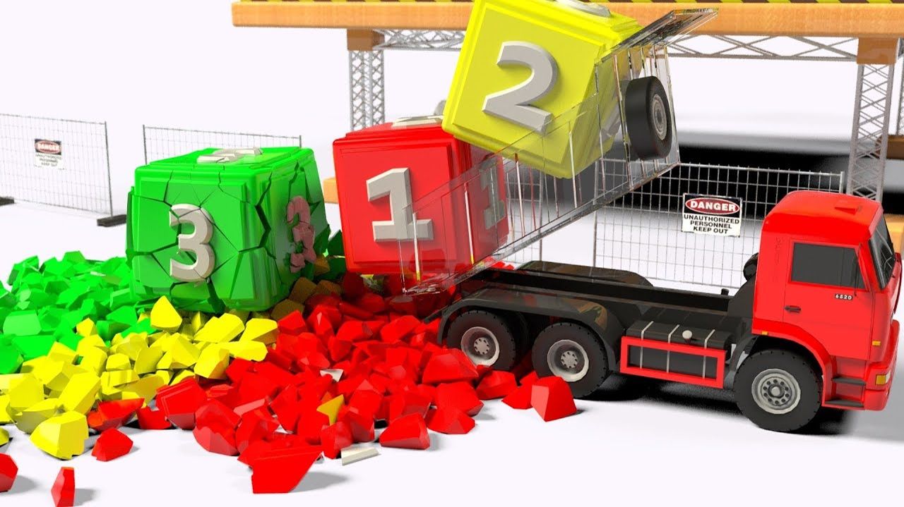 Изучаем цвета вместе с детьми - Учим цифры с помощью самосвала, крана и волшебной цветной жидкости
