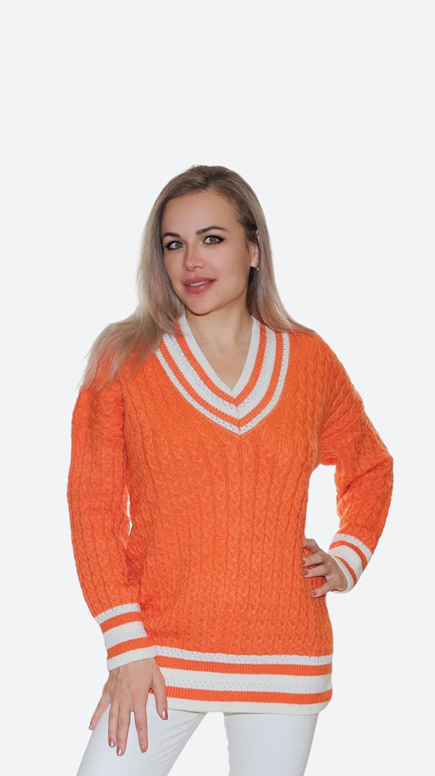 Женский пуловер оверсайз оранжевого цвета