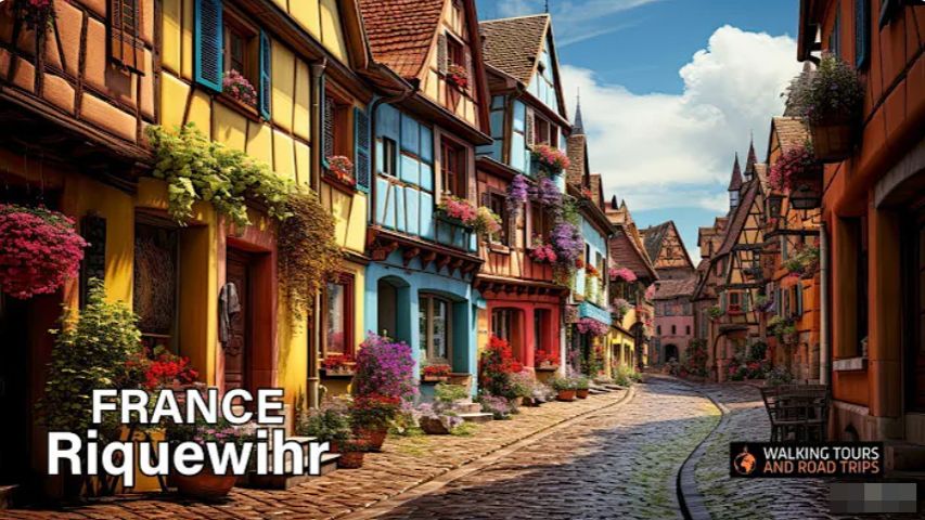 🚶 SmartTV 4К ➤ 🌺 Рикевир, ФРАНЦИЯ! Расслабляющая прогулка по красивой средневековой деревне! 🌺