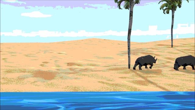 Rhinos  Walking-3D  Animation