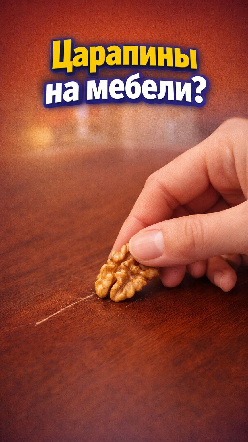 Царапины на мебели? Орех поможет! 🤩✨