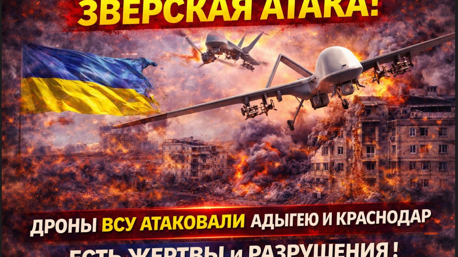 Зверская АТАКА Дроны ВСУ Атаковали Адыгею и Краснодар. Есть жертвы и разрушения !