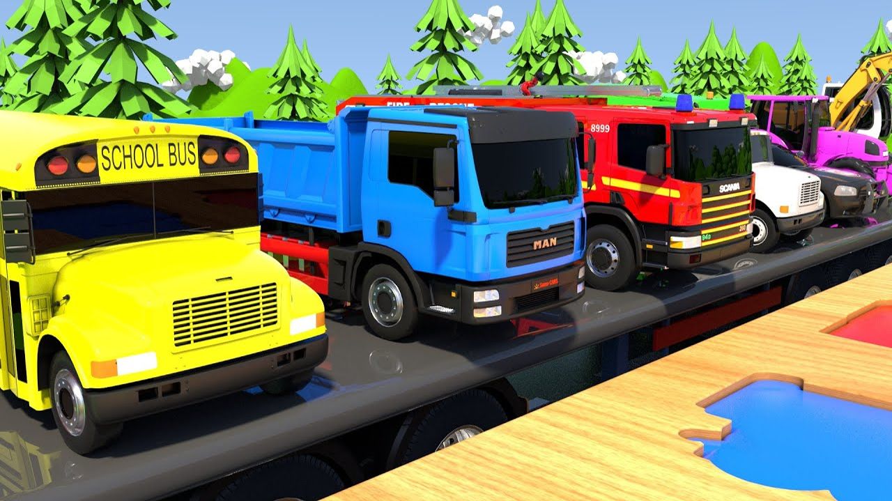 Изучение цветов с помощью уличных машинок - Красочные машинки для детей