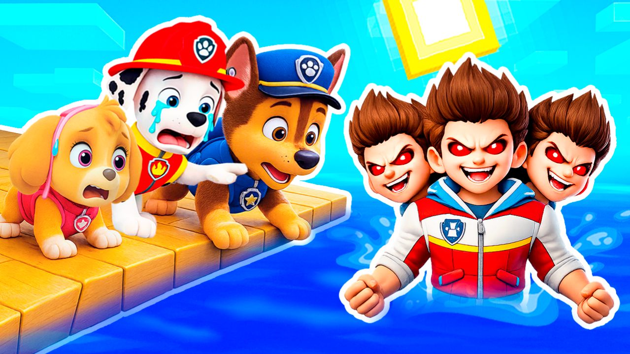 ЩЕНЯЧИЙ ПАТРУЛЬ ПРОТИВ ТРЁХГОЛОВОГО РАЙДЕРА на ПЛОТУ В МАЙНКРАФТ