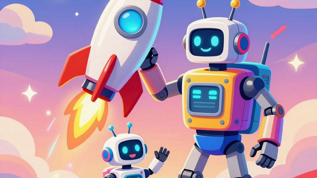 Робопапа прилетел на ракете к робосыну на Землю, семья роботов снова вместе, большие надежды малыша