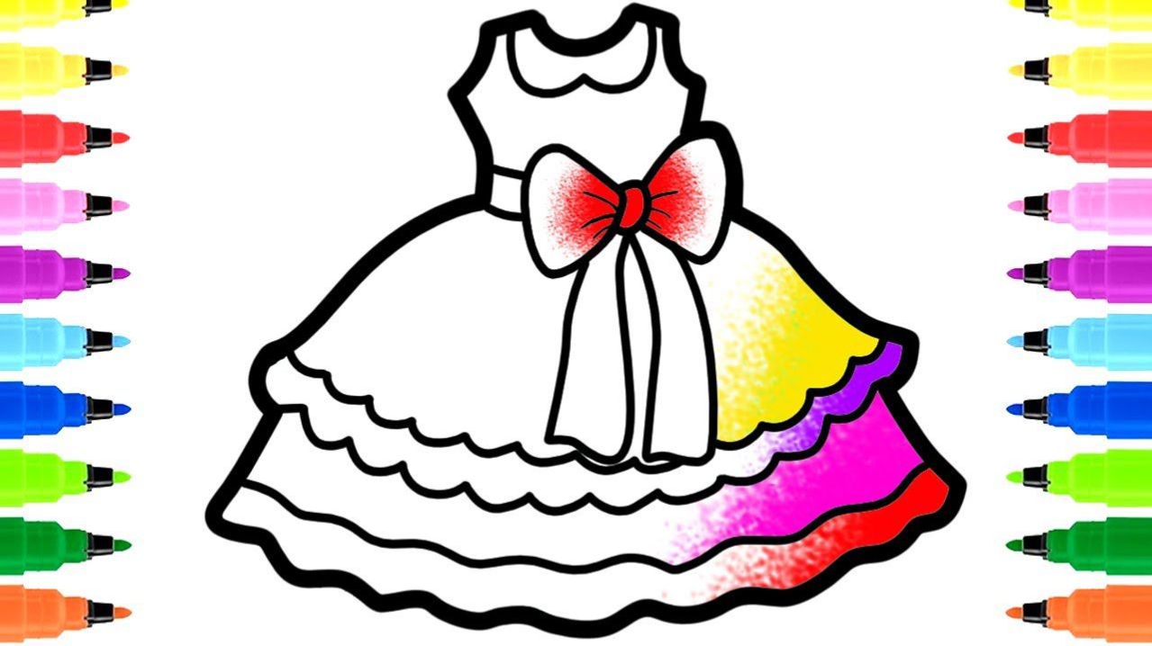 Мультики для детей\Как нарисовать ПЛАТЬЕ/Рисование платья для детей