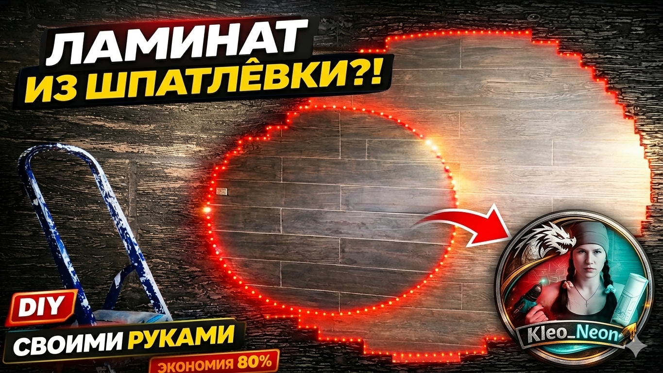 Ламинат из шпаклёвки своими руками 😱 Декор стен под дерево за копейки | DIY ремонт