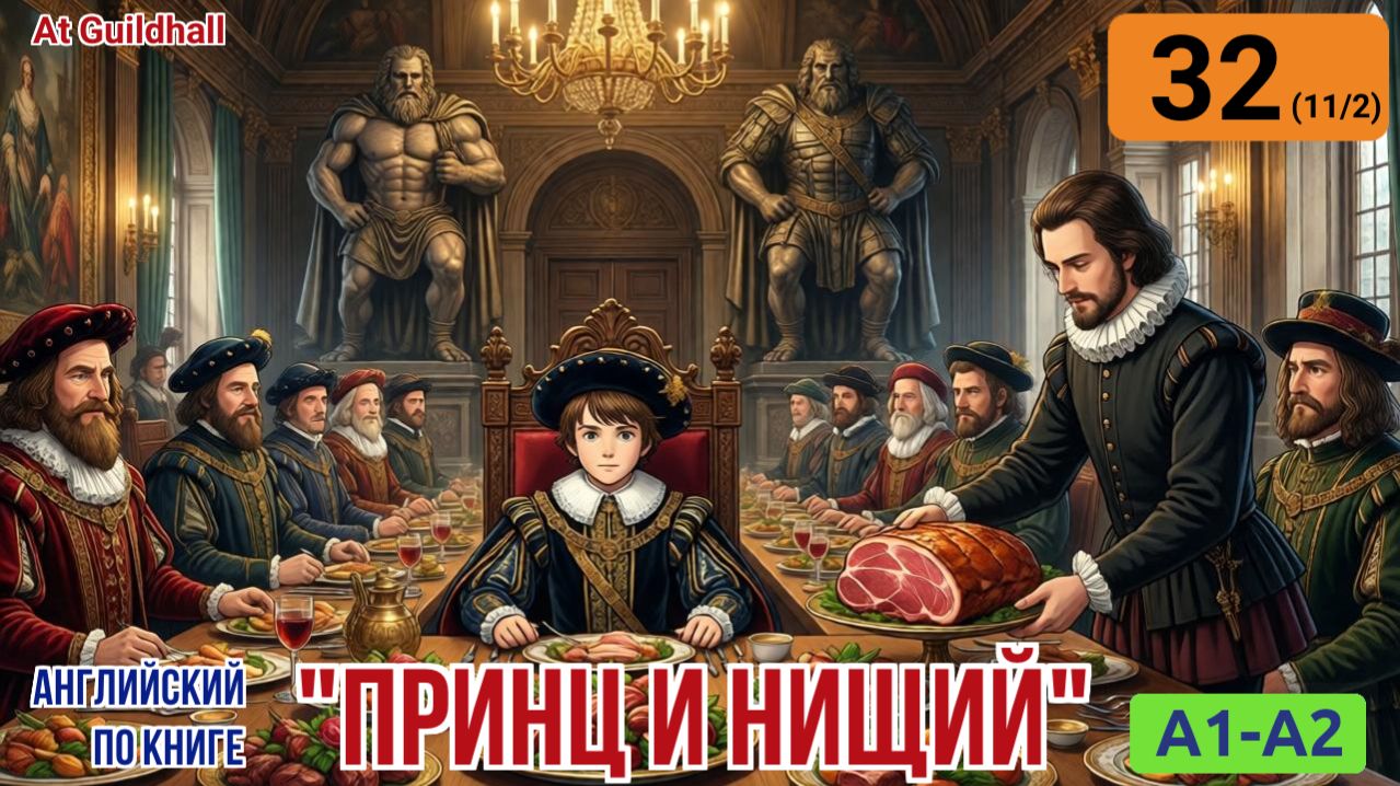 "Принц и нищий" на английском | Глава 11/2: Пир в Гилдхолле и крик у ворот. | A1-A2