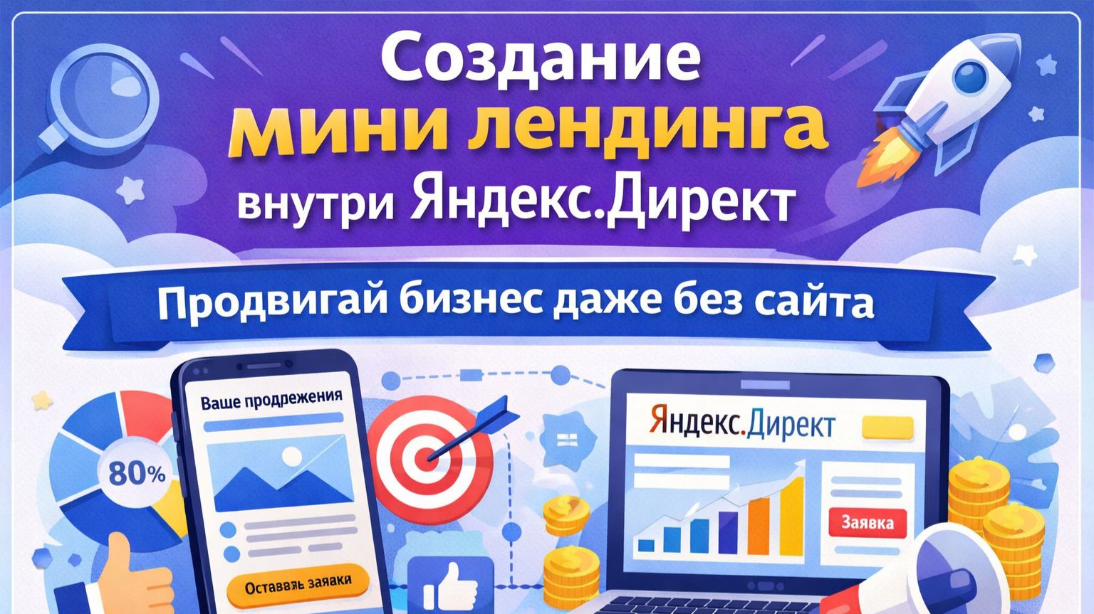 Мини лендинг через Яндекс.Директ. Продвигай бизнес даже без сайта
