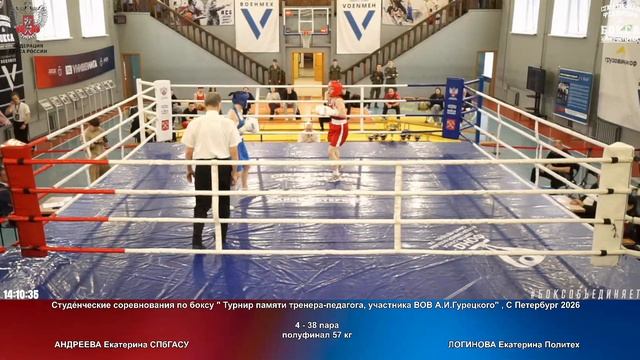 38 пф 57 кг АНДРЕЕВА Екатерина СПбГАСУ ЛОГИНОВА Екатерина Политех