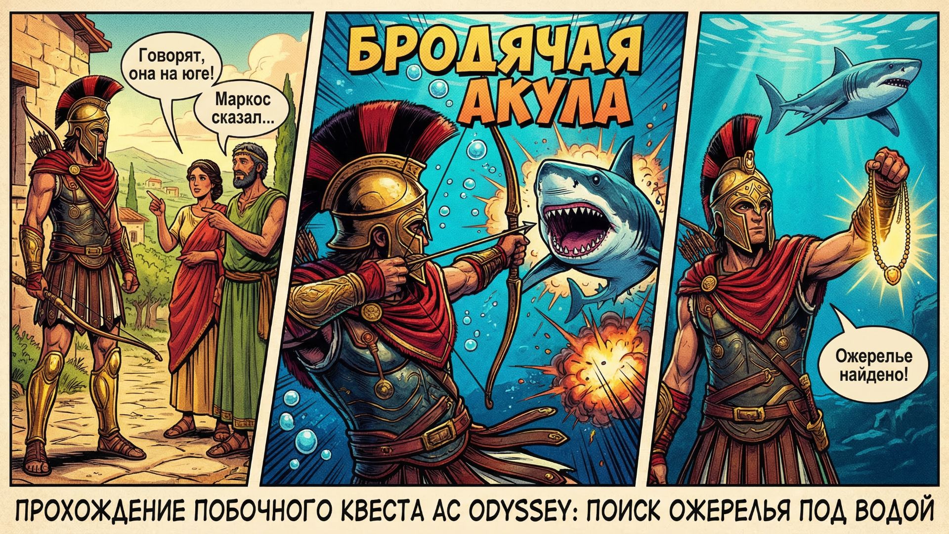 Подводный квест с акулами: „Бродячая акула“ в Assassin’s Creed Odyssey
