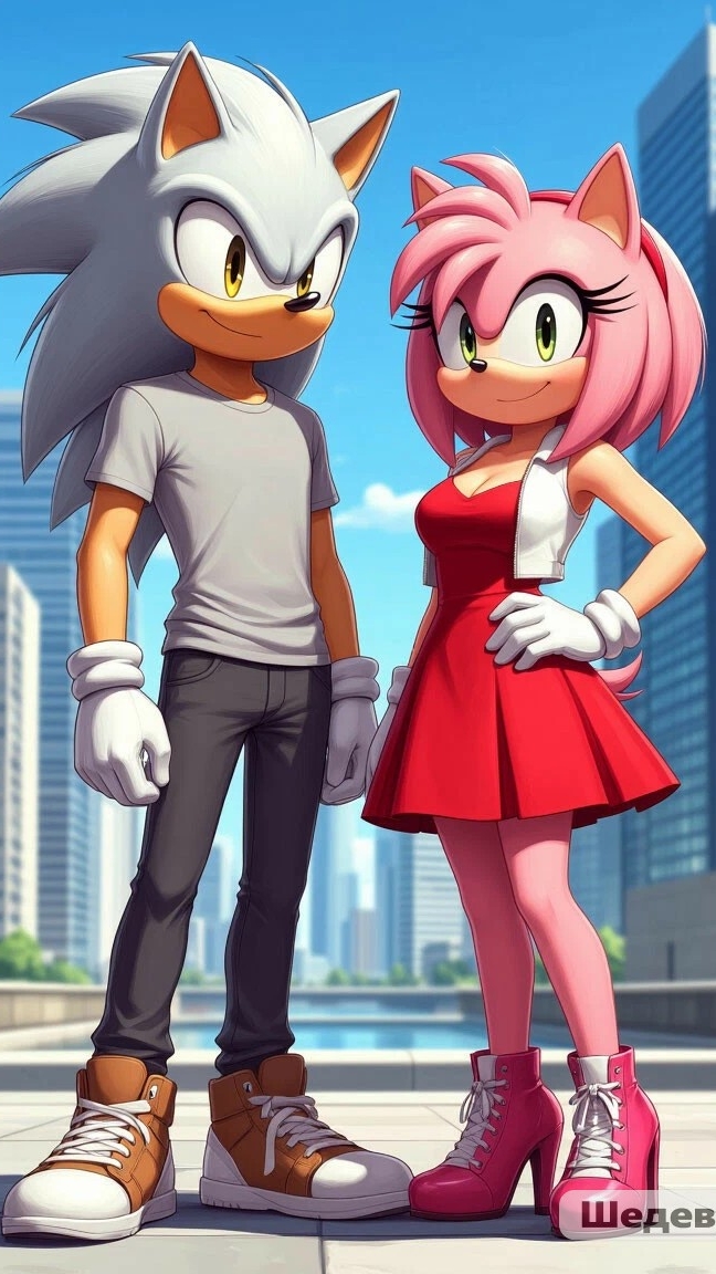 Тандер и Эми в городе.