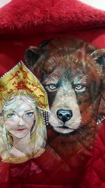 Роспись куртки  акриловыми красками.