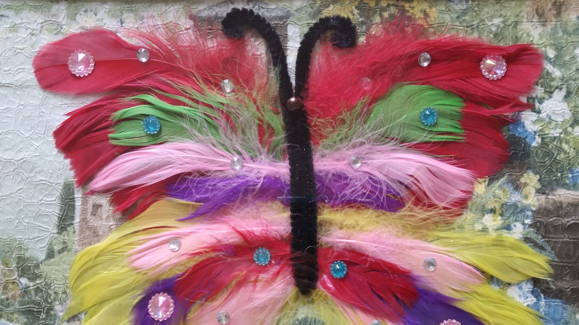 МК Картина из перьев "Бабочка" (Проба пера) / Picture of feathers. Butterfly