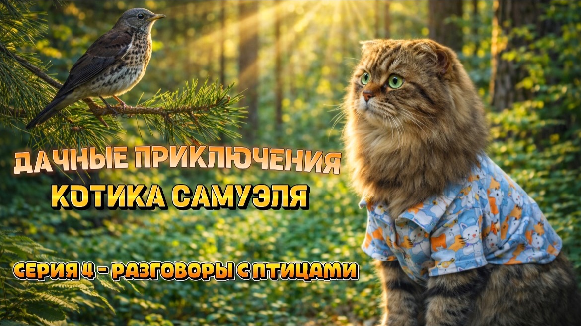 Дачные приключения котика Самуэля😸 4 серия - Разговоры с птицами🐦