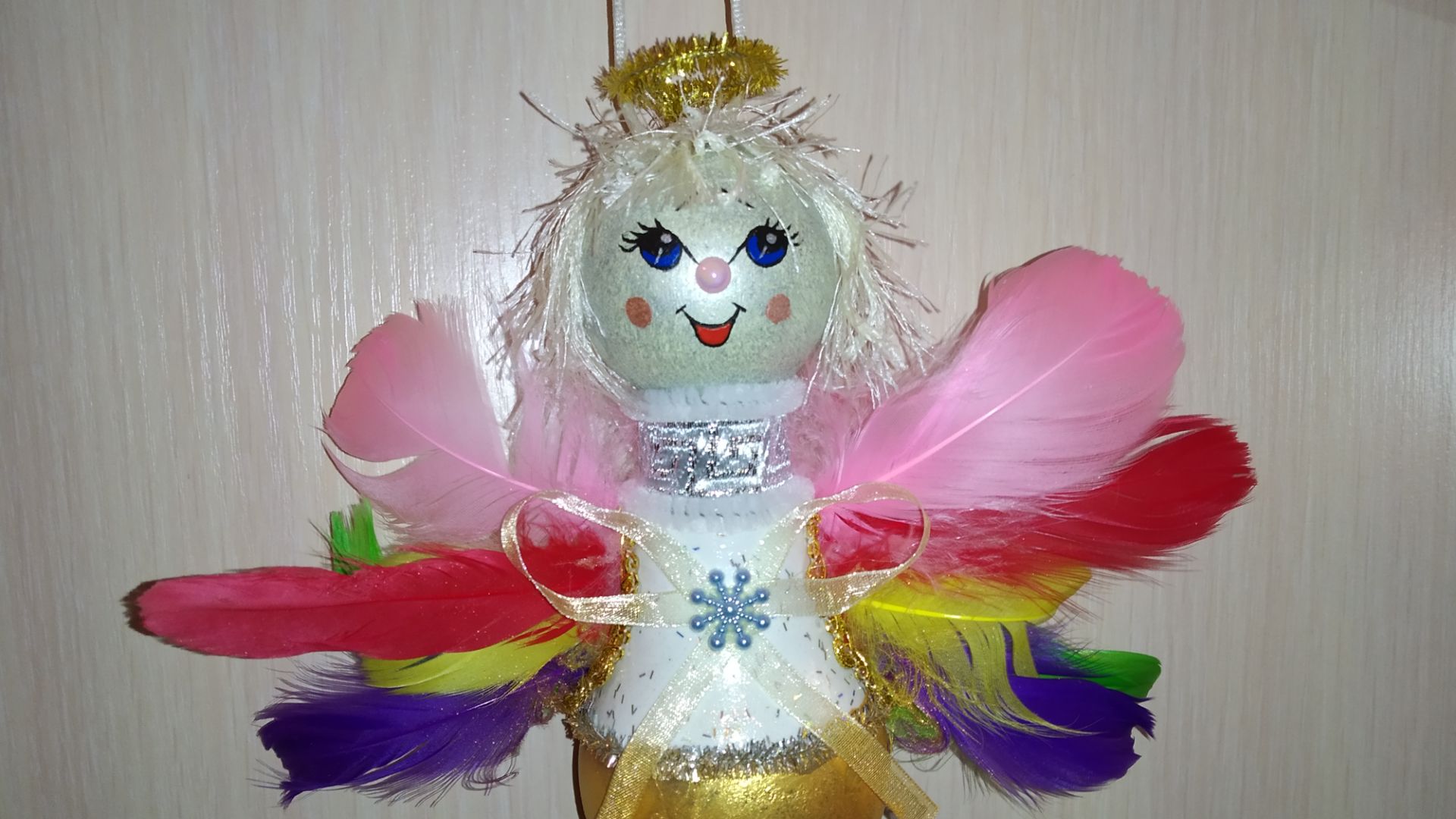 Ёлочная игрушка из лампочки "Рождественский ангел" / Christmas angel