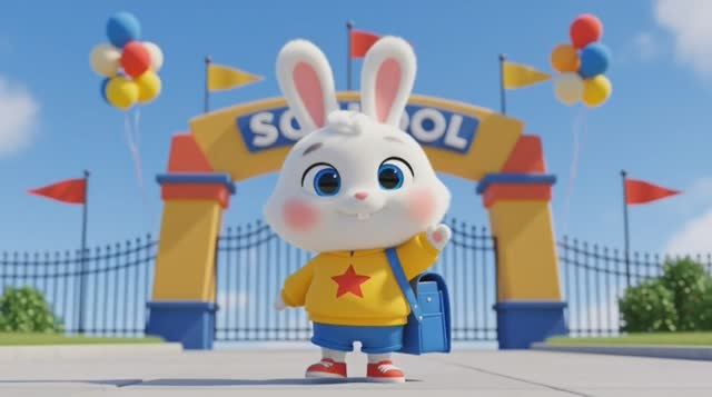 Кролик ДжоДжо идет в школу: Веселое приключение и первые уроки! 🐰🎒