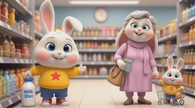 Кролик ДжоДжо в супермаркете: Веселые покупки с мамой! 🐰🛒