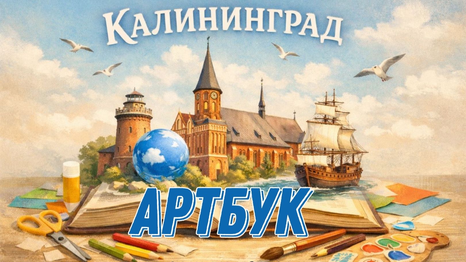 7 мастер-класс по артбуку "Калининград : хомлины "( 16-18 развороты)