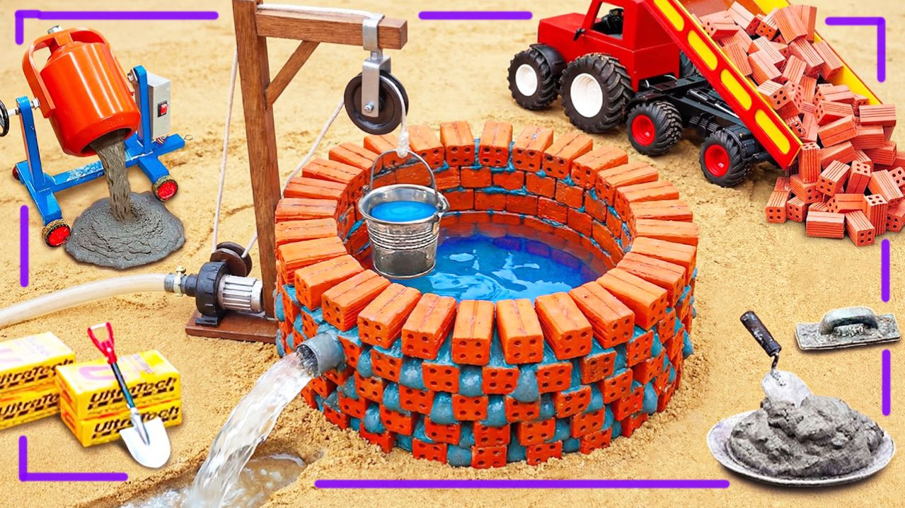 Мультики для детей. Мини-трактор и Халк строят колодец из кирпичей.  Мультики для малышей