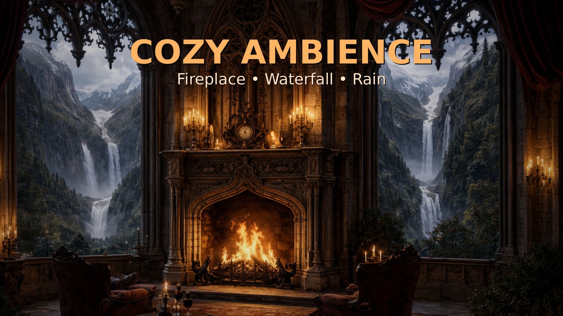 Звуки камина и водопада 🔥💧 Естественная расслабляющая атмосфера для сна и снятия стресса (2 часа)