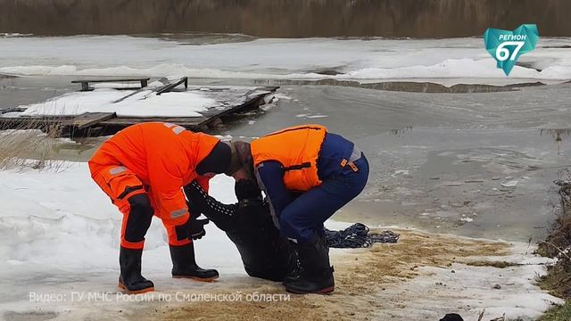В Смоленске прошли учения по спасению человека, провалившегося под лёд