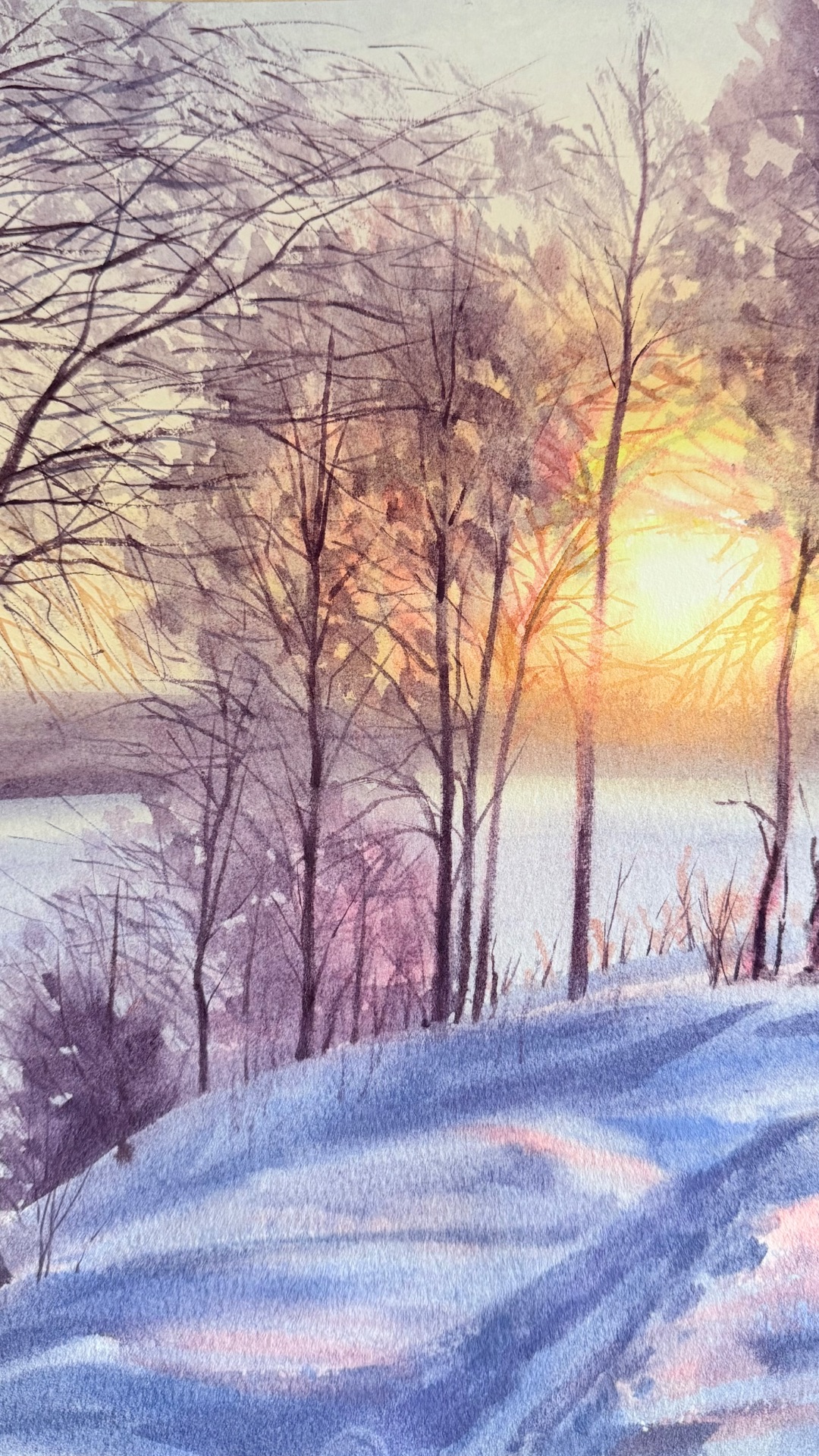 Закат акварелью, который хочется повторить 🩵