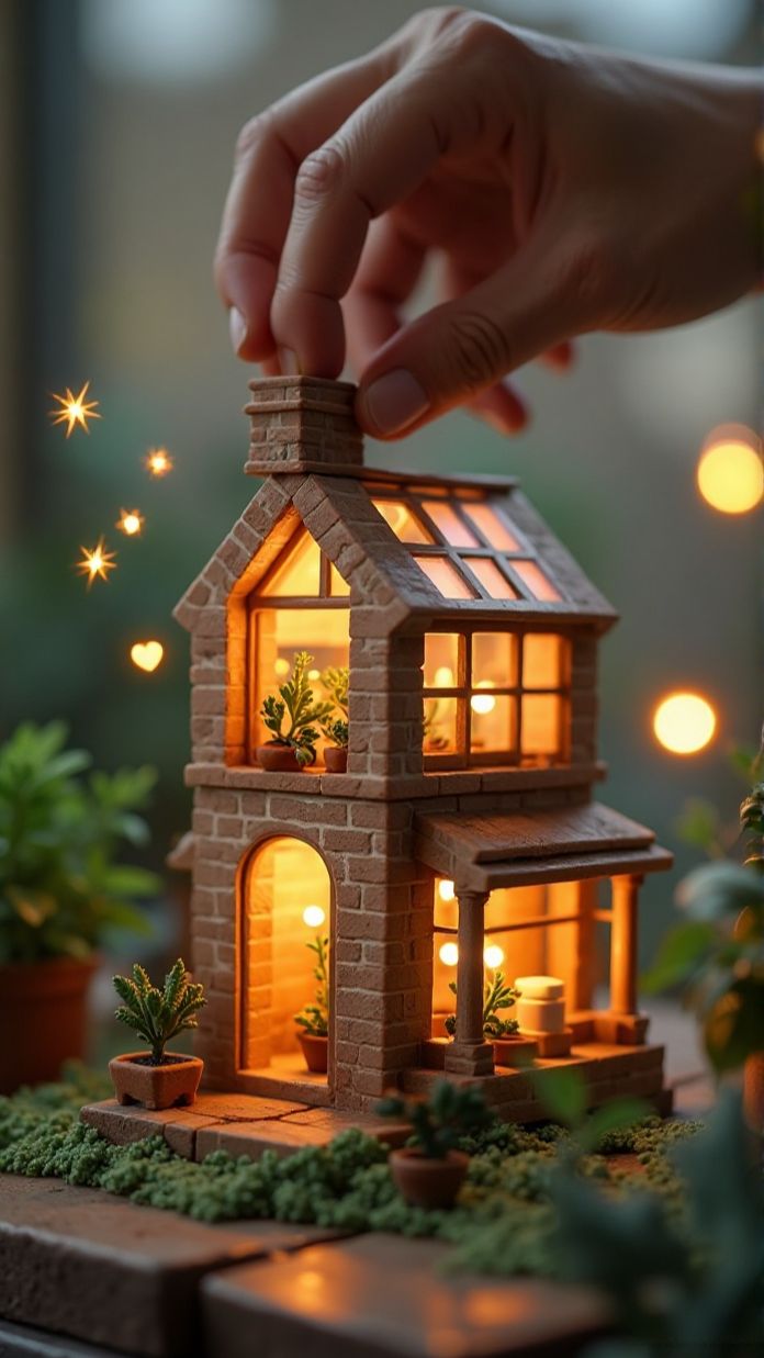 МИНИАТЮРНЫЙ ДОМИК ИЗ КИРПИЧЕЙ 😍 Двухэтажная оранжерея своими руками 🧱 Мини-стройка 2026