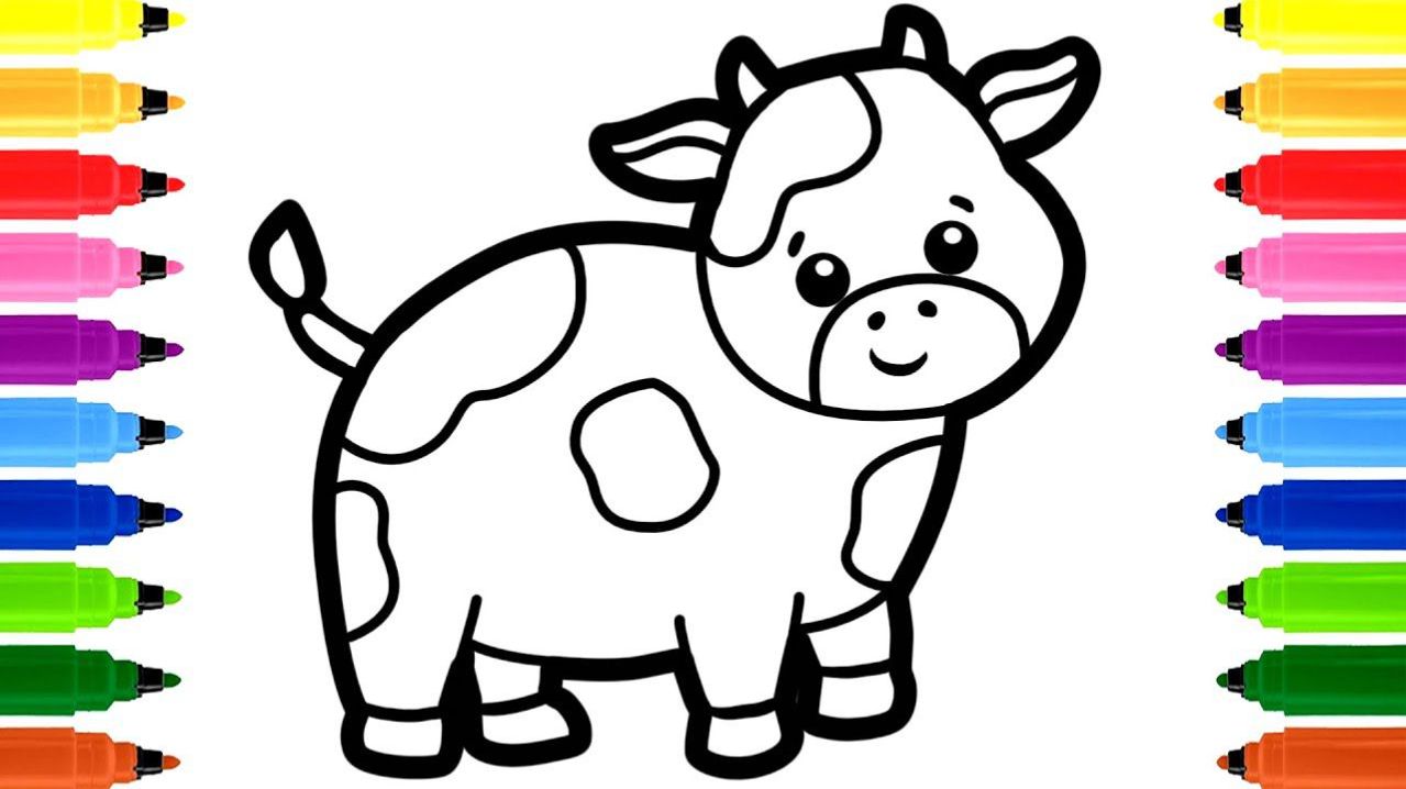 Мультик для детей-Как нарисовать КОРОВУ/Рисование КОРОВЫ для детей