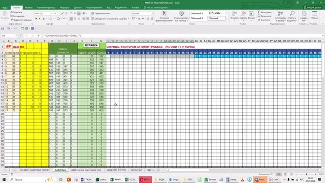 05 ЕГЭ ИНФОРМАТИКА ЗАДАНИЕ 22 - ГАНТ  В ТАБЛИЦЕ (ПАУЗА МЕЖДУ ПРОЦЕССАМИ)