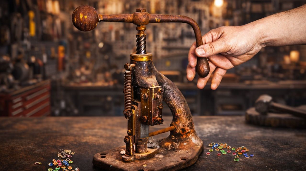 Реставрация старого ржавого пресса для люверсов