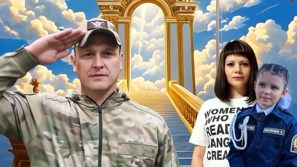 Погибший прощается с родными женой и дочерью