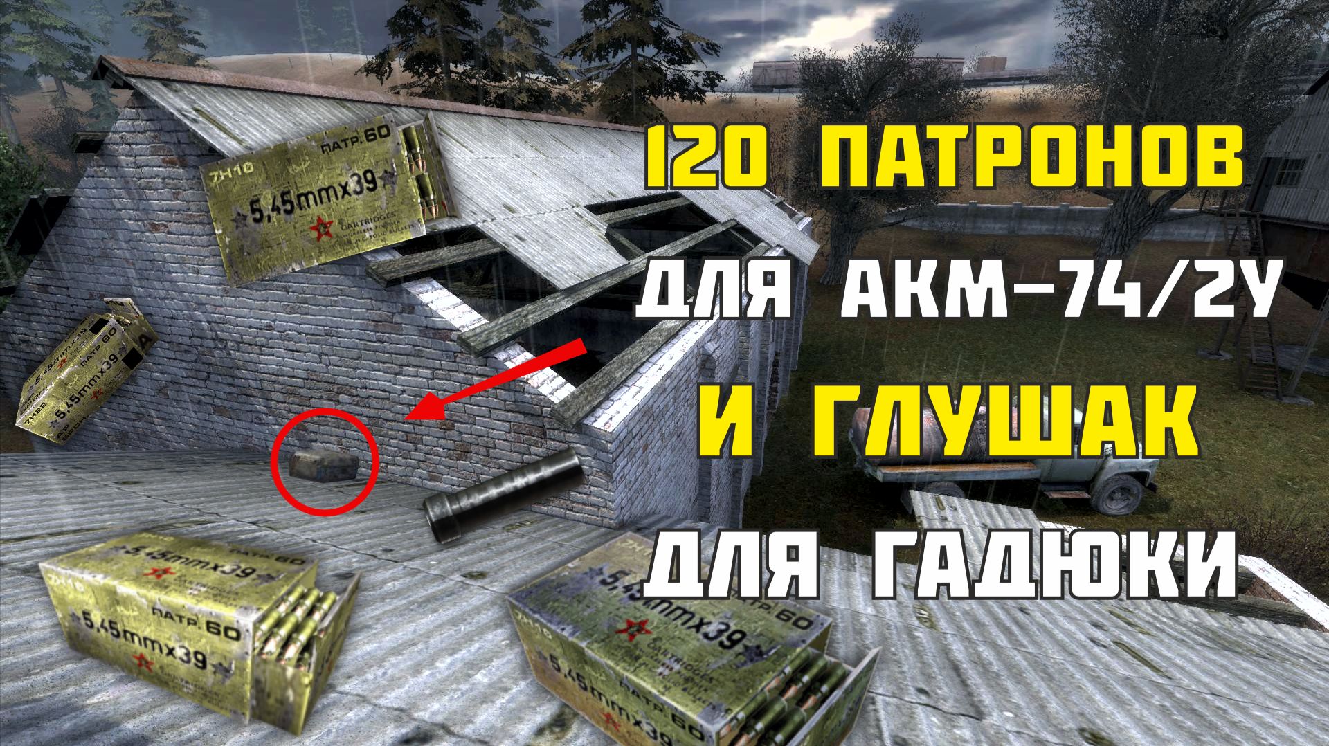 Хабар с 120 патронов для АКМ - 742У и глушитель для Гадюки в Сталкр Тень Чернобыля