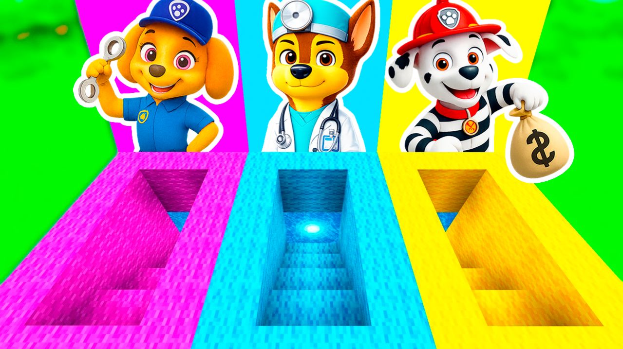 ВЫБЕРИ ПРАВИЛЬНЫЙ ПОДВАЛ СКАЙ ПОЛИЦИЯ ГОНЩИК ВРАЧ МАРШАЛ БАНДИТ ЩЕНЯЧИЙ ПАТРУЛЬ в МАЙНКРАФТ ЗОМБАК