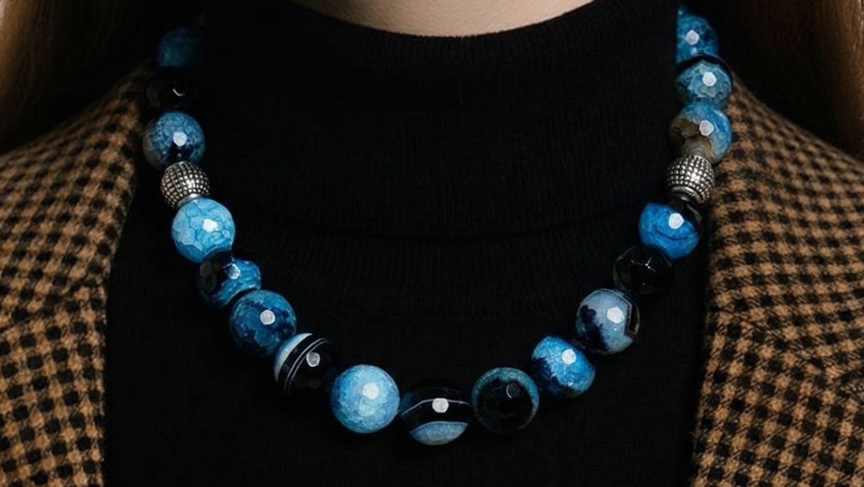 Крупные агатовые бусы. Колье с натуральными камнями. Крупные бусы.