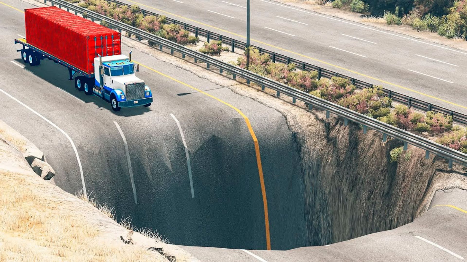 Сможет ли фура перелететь огромную яму с лавой в гта 5 ? - эксперимент в gta 5