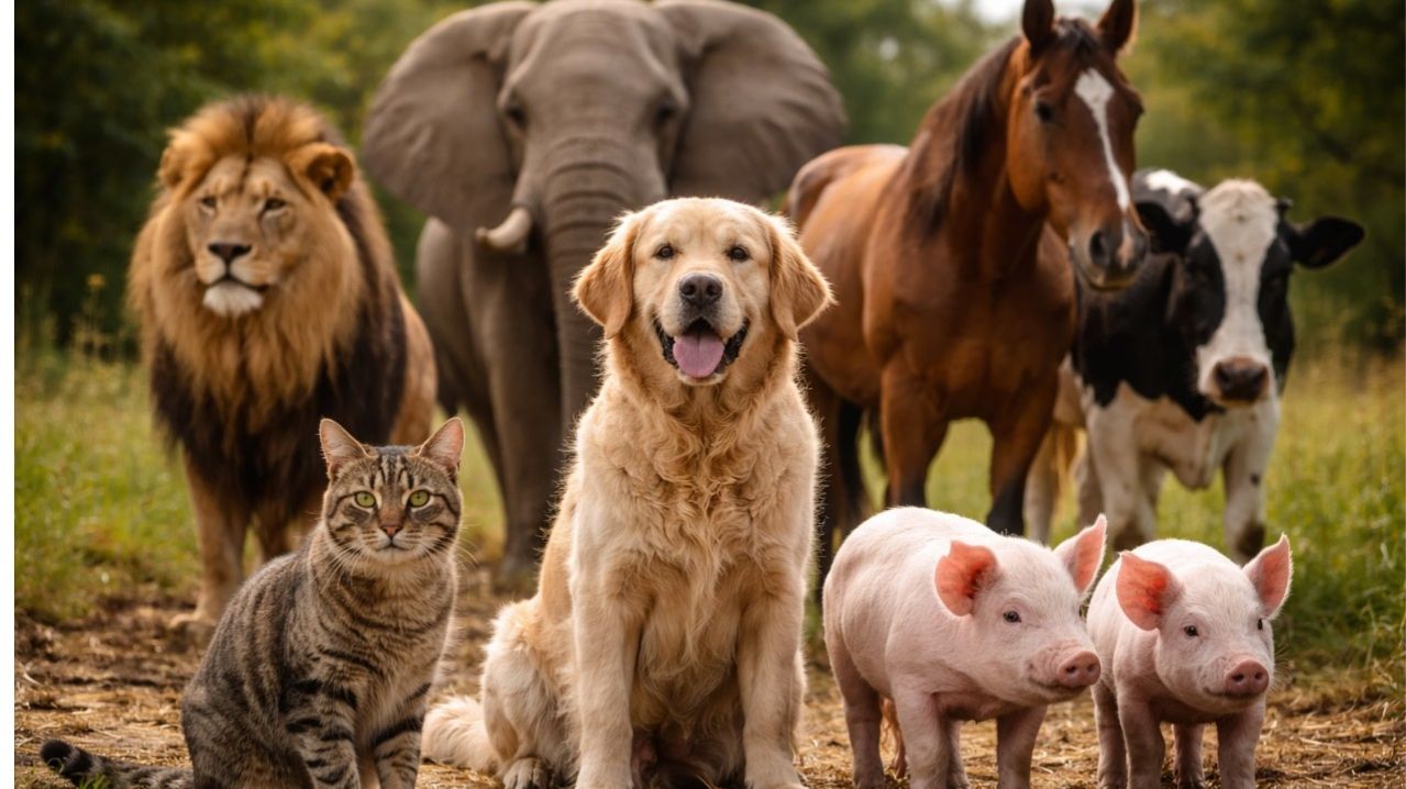 Учим звуки животных для детей | Корова, Курица, свинья | Веселое обучающее видео