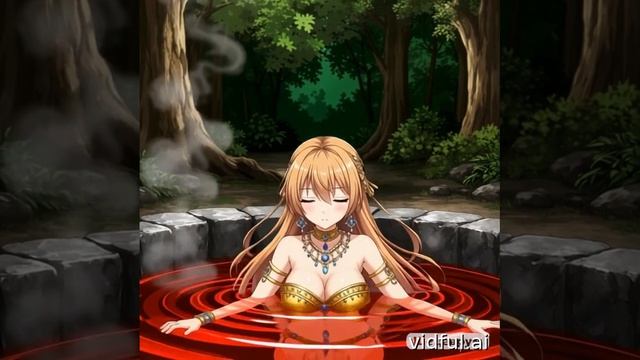 Погружение красавицы в красную горячую воду