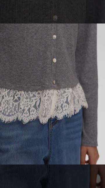 Лонгслив - кардиган с кружевом