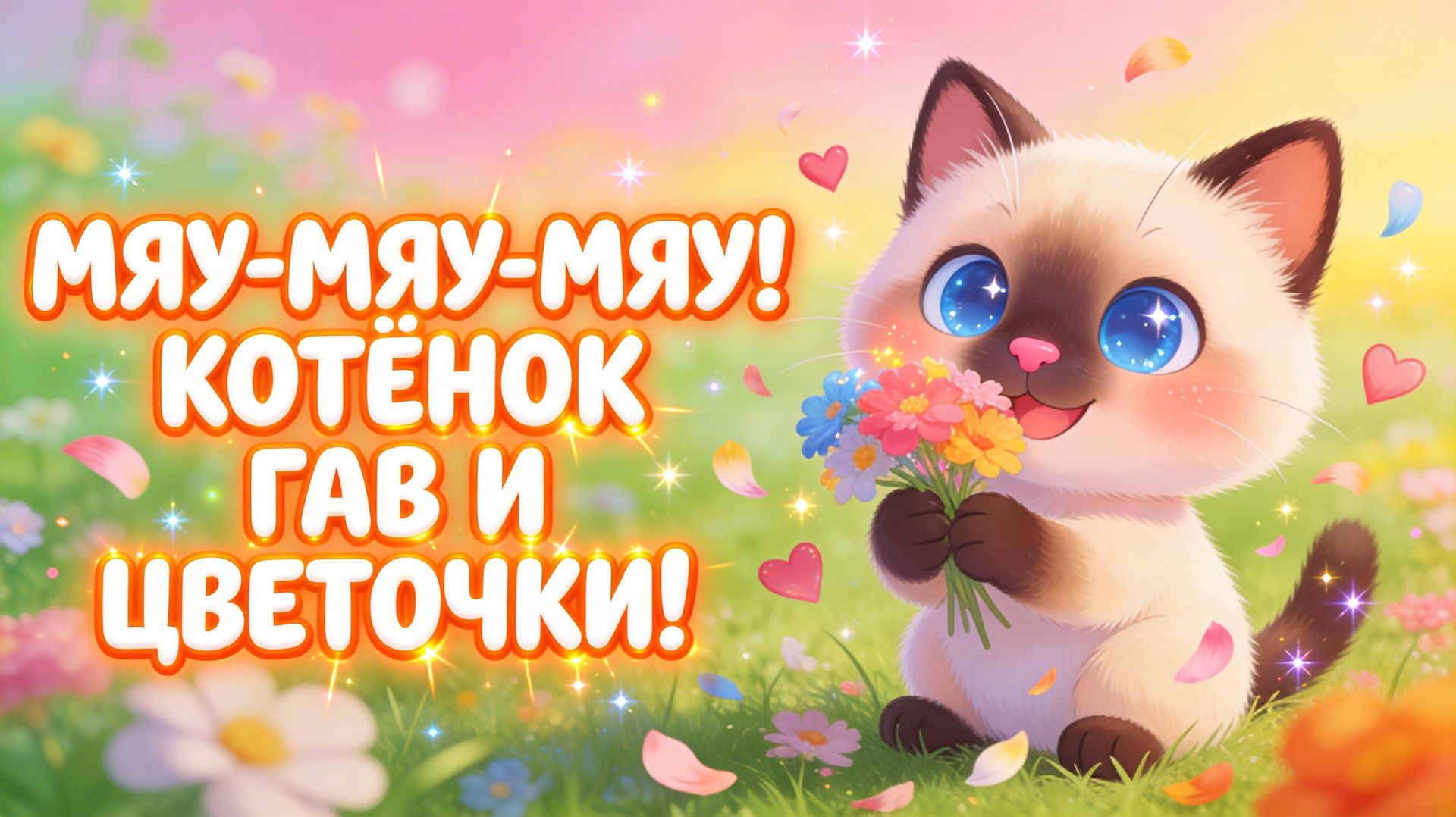Мяу-мяу-мяу! Котёнок Гав и цветочки! Песенка для малышей 🐱🌸