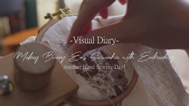 Kiko sabi Визуальный дневник 110  Делаем резинку для волос с ушками кролика с помощью вышивки