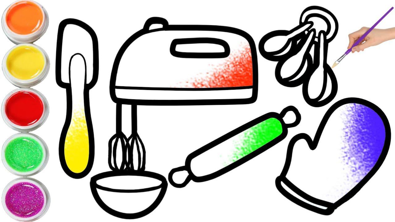 Мультик для детей-Рисуем кухонную утварь/Как нарисовать КУХОННУЮ УТВАРЬ