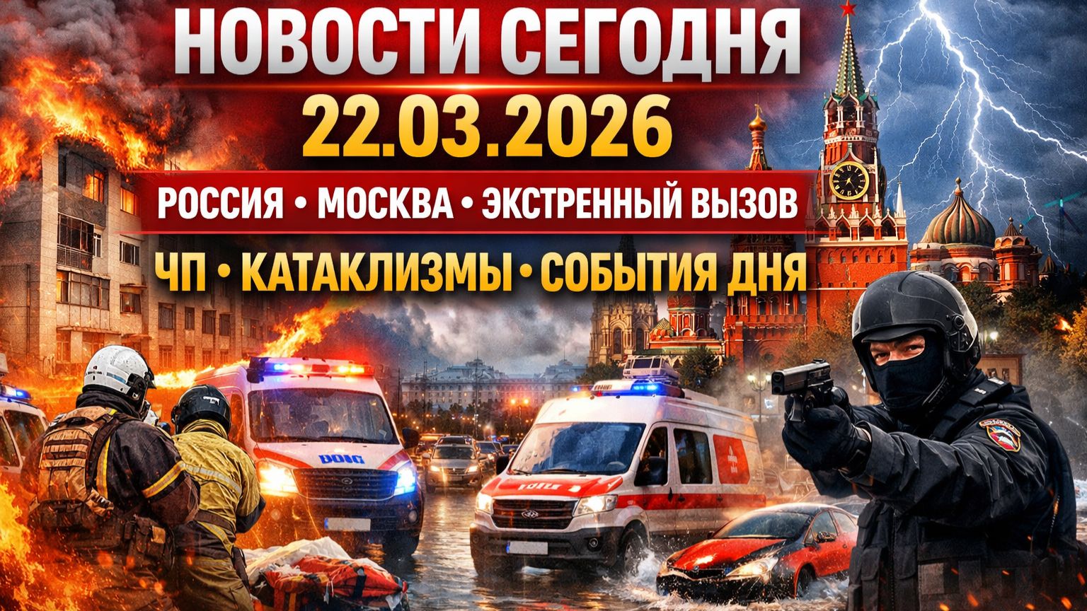 Новости Сегодня 22.03.2026 — Россия, Москва, Экстренный вызов, Катаклизмы, События дня»